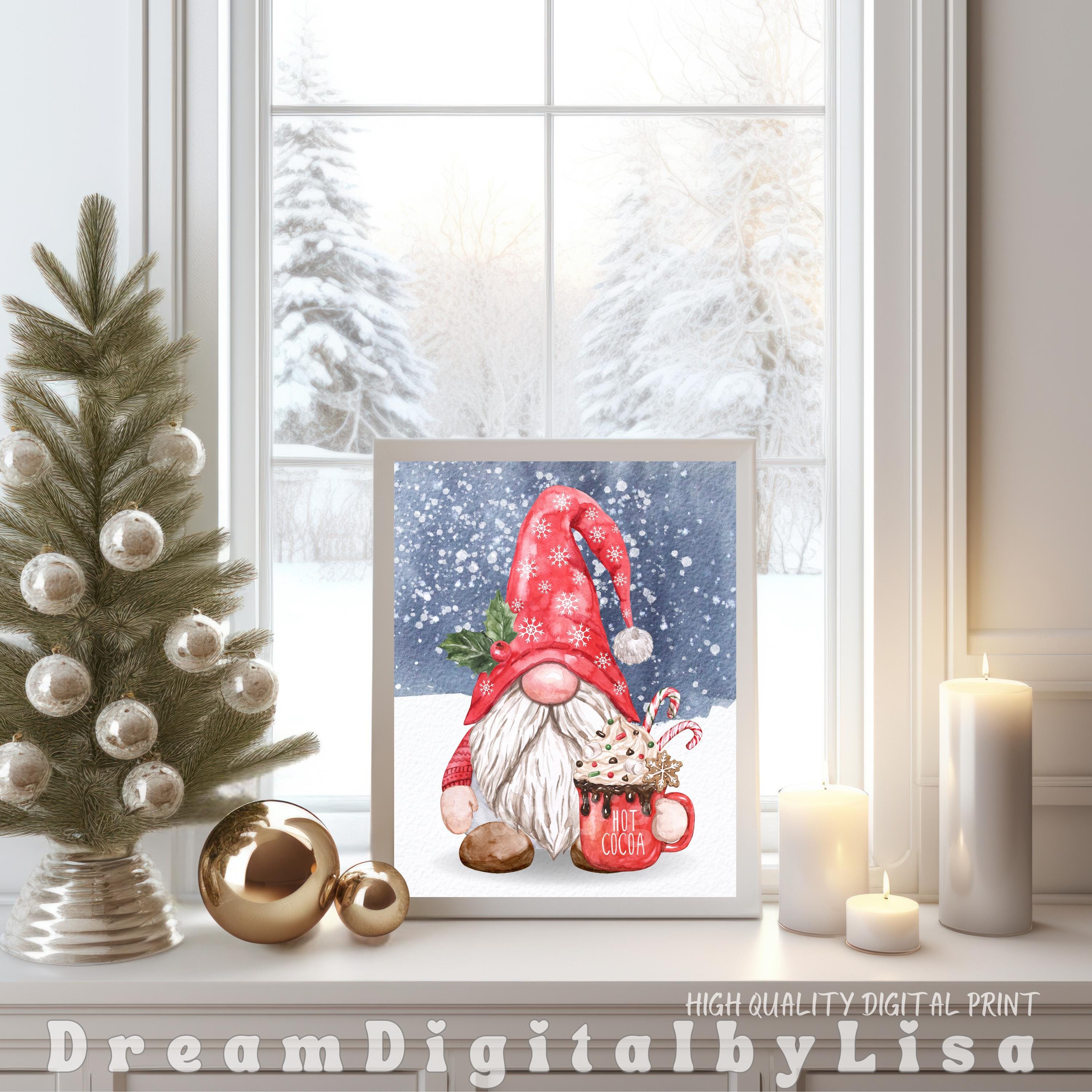 Christmas Gnome Print Gonk Christmas Watercolour Wall Art Gonk Gifts ...