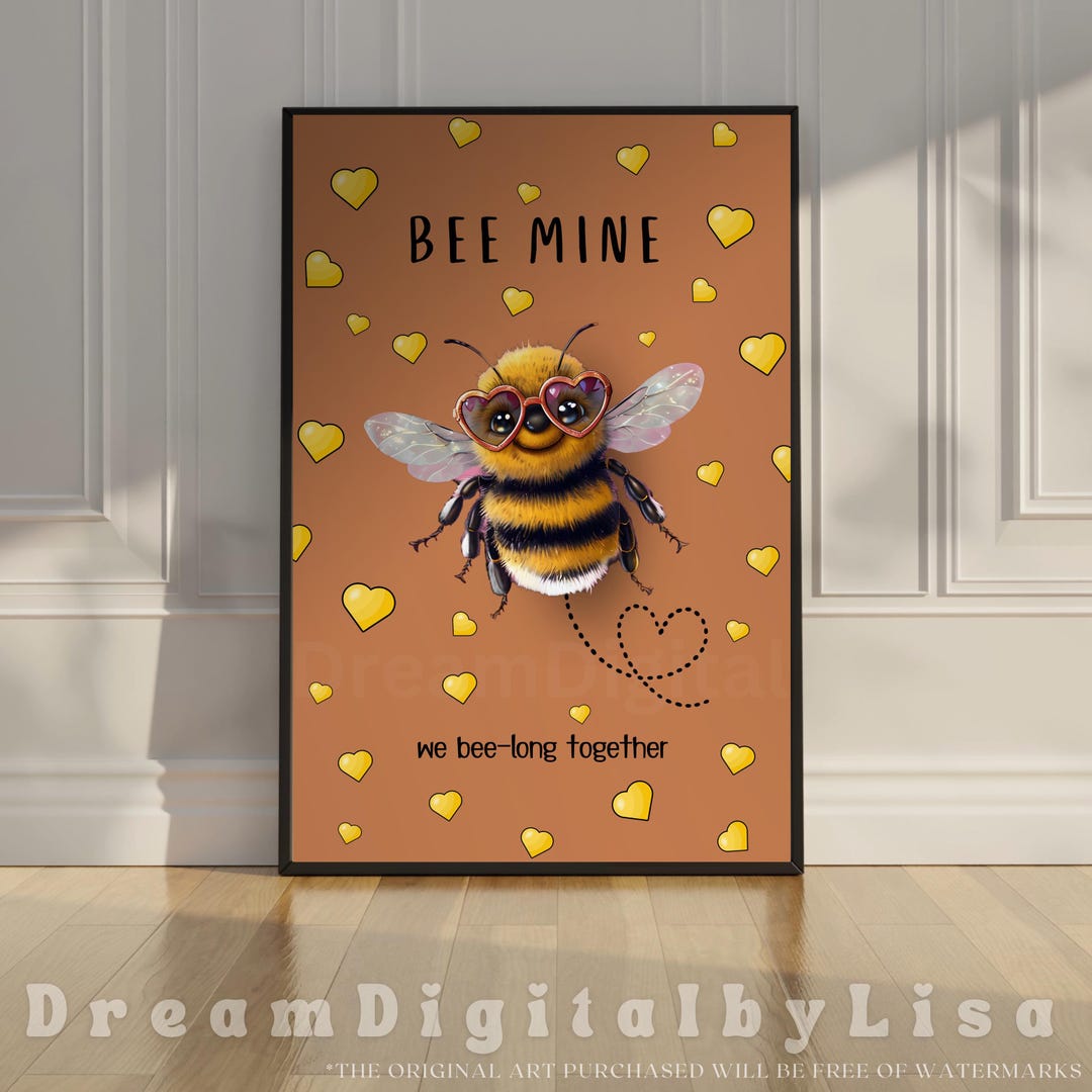 Bumble Bee Love Digital Valentines Day Digital Print Cute Bee ...