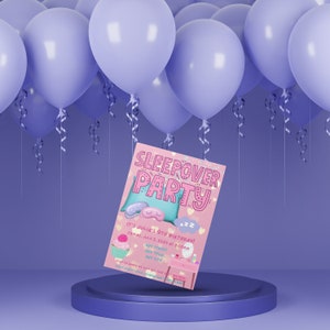 Sleepover Birthday Invitation Template Slumber Party Pyjama Party Any ...