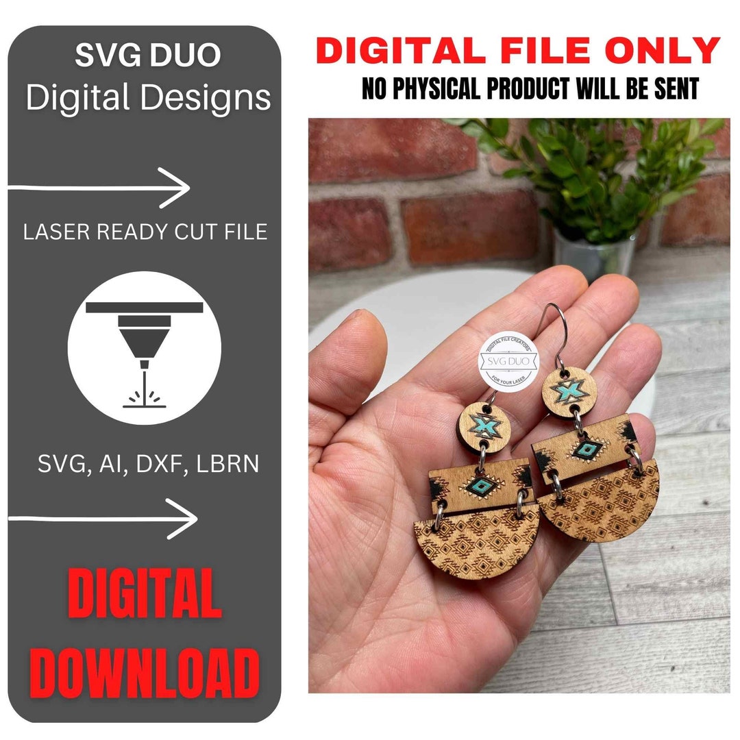 Aztec Southwestern Layered Earring SVG Digital File, Laser Machine ...