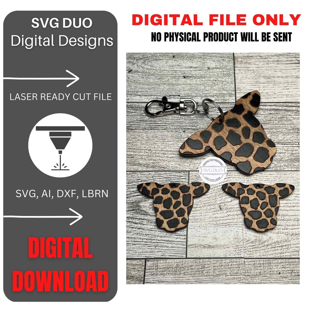 Cow Head SVG Digital File Cow Head Keychain/earring Laser - Etsy