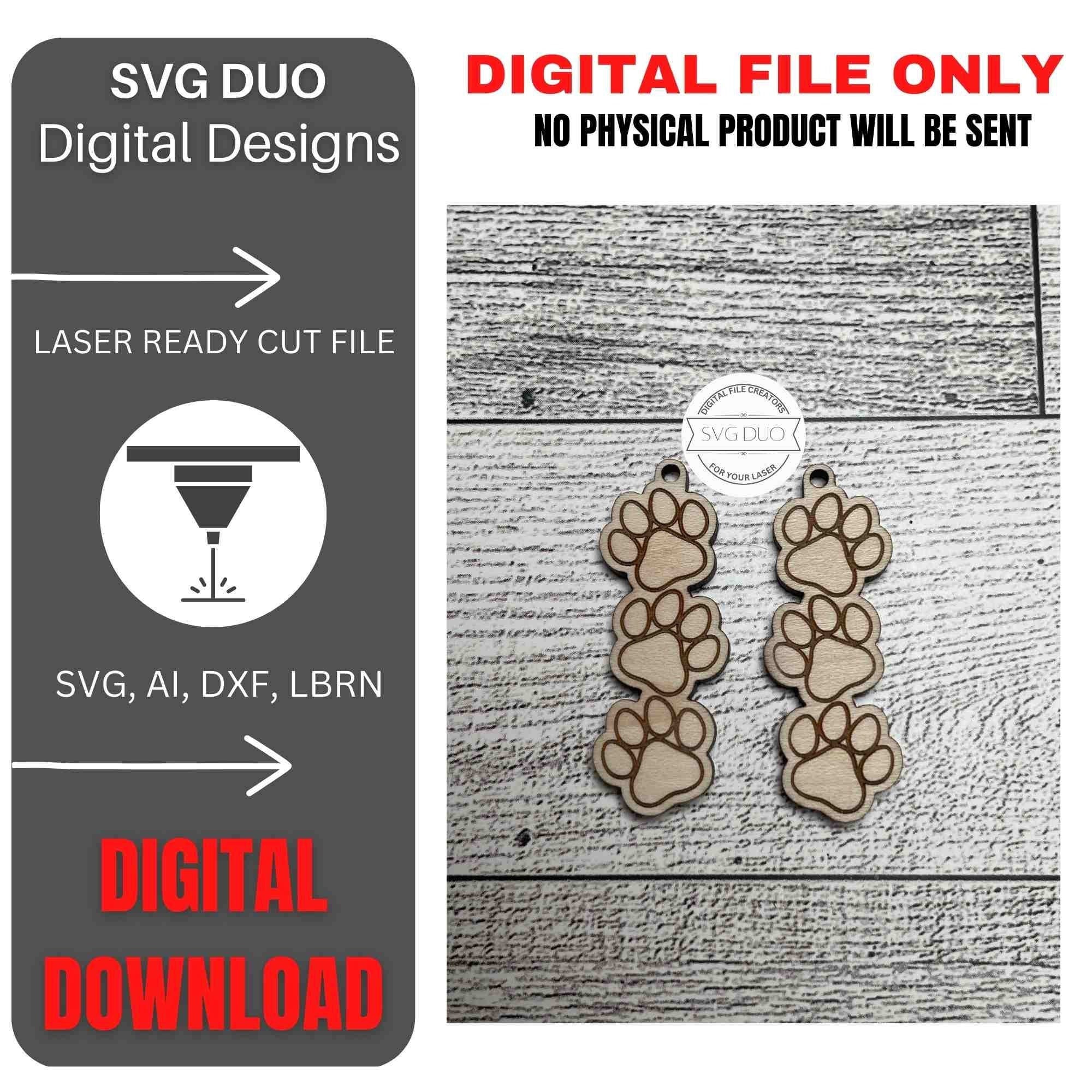 Animal Paw Dangle Digital Cut File for Laser Cat/dog Paw - Etsy