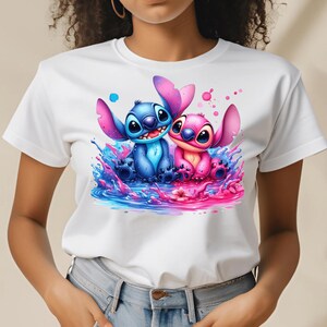 Stitch and Pink Stitch Watercolor PNG: High-resolution Digital Download ...