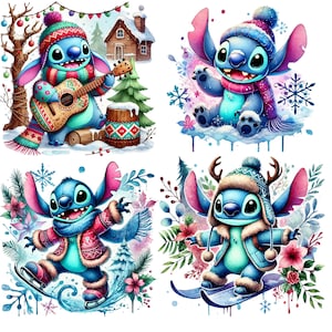 16 PNG Stitch Pink Winter Snow Watercolor Digital Design PNG File for ...