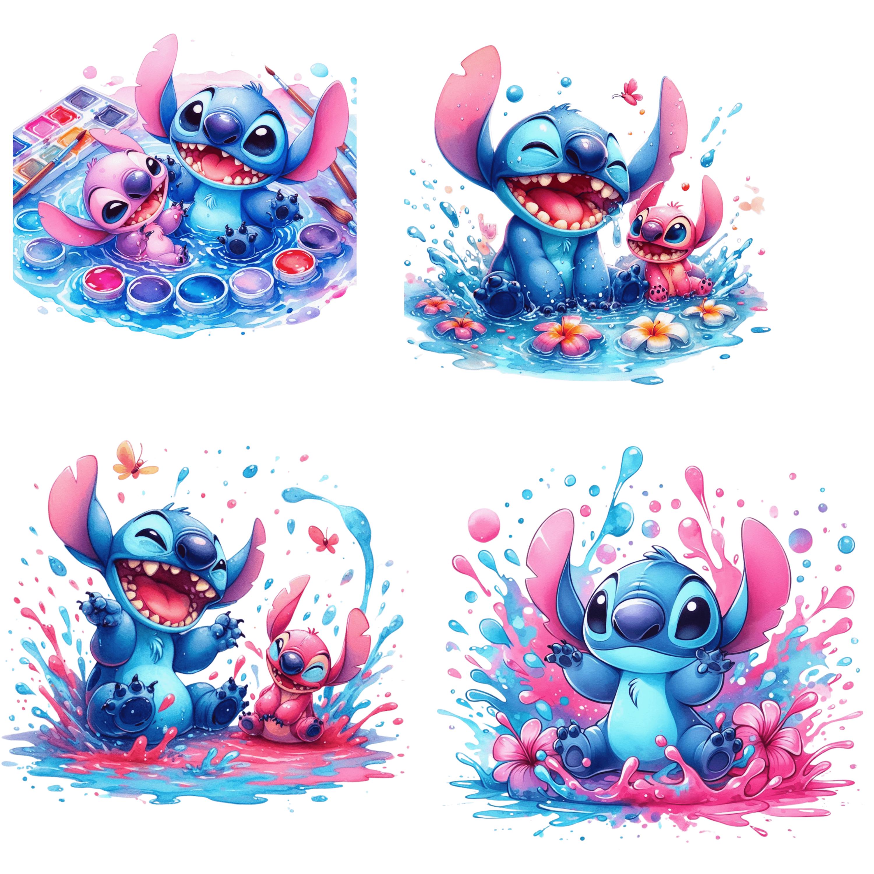 8 PNG Stitch y Pink Stitch Acuarela Diseño digital Archivo PNG para ...