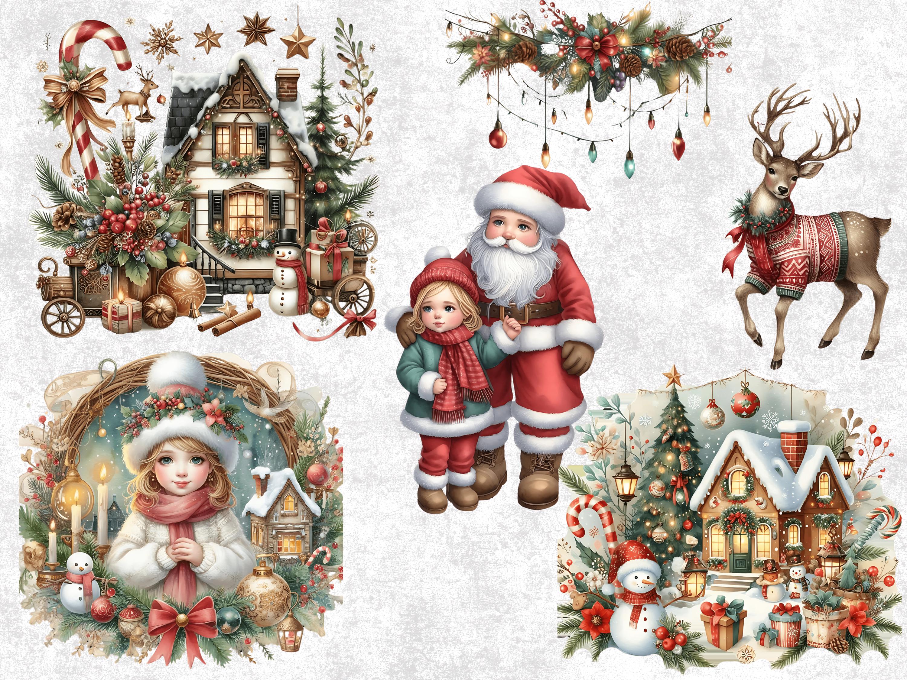 Watercolor Christmas Clipart | Holiday PNG Graphics (instant Download ...