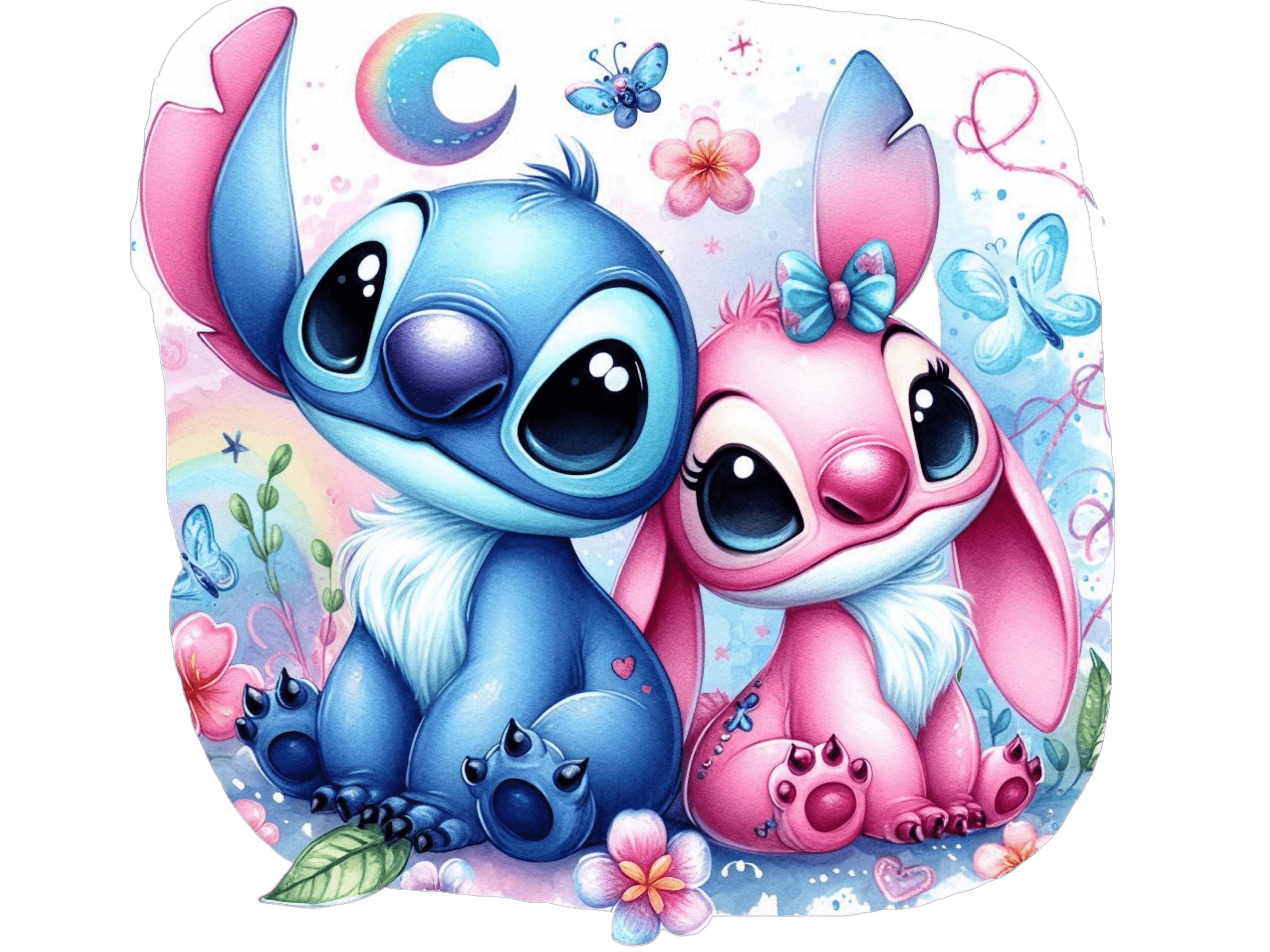 5 PNG Stitch y Pink Stitch Acuarela diseño archivo PNG para sublimación ...