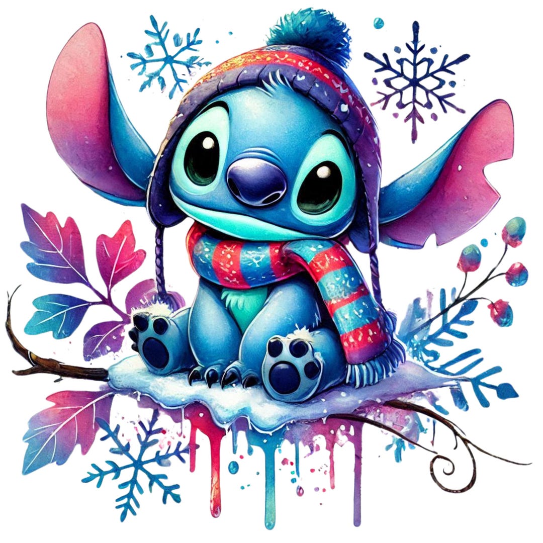 16 PNG Stitch Pink Winter Snow Watercolor Digital Design PNG File for ...