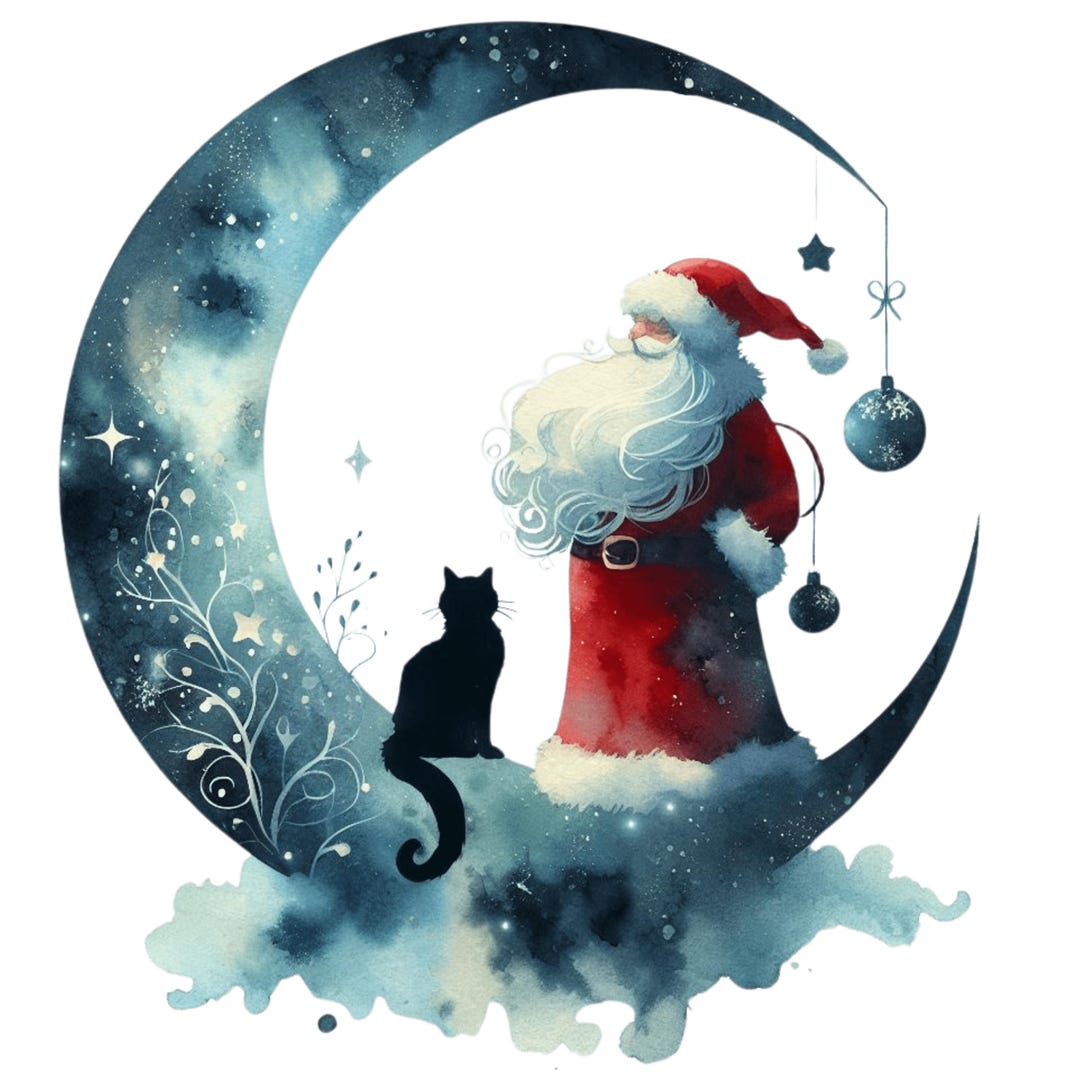 Santa Silhouette, Black Cat Silhouette, Christmas Tree Silhouette ...