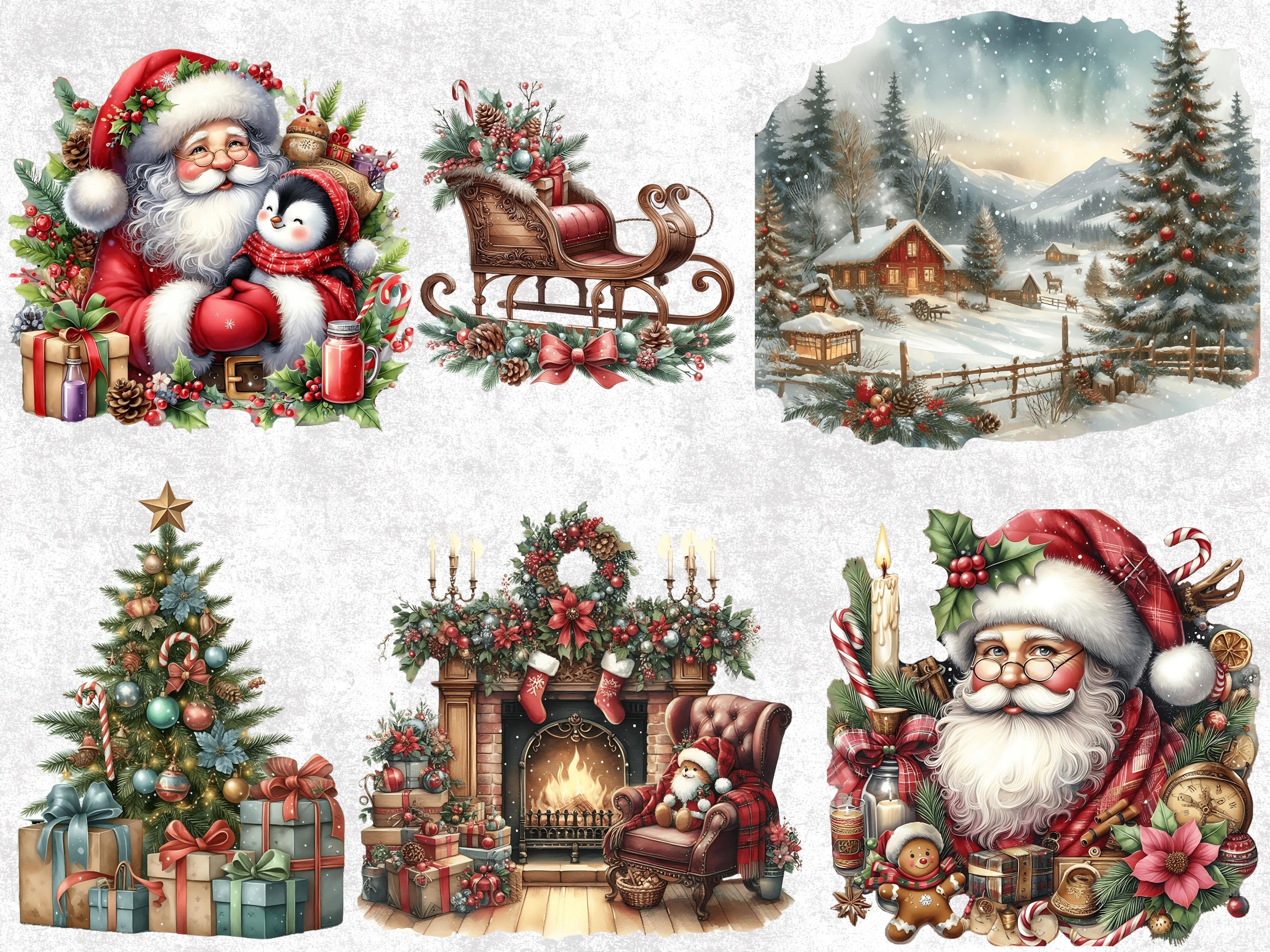 Watercolor Christmas Clipart | Holiday PNG Graphics (instant Download ...