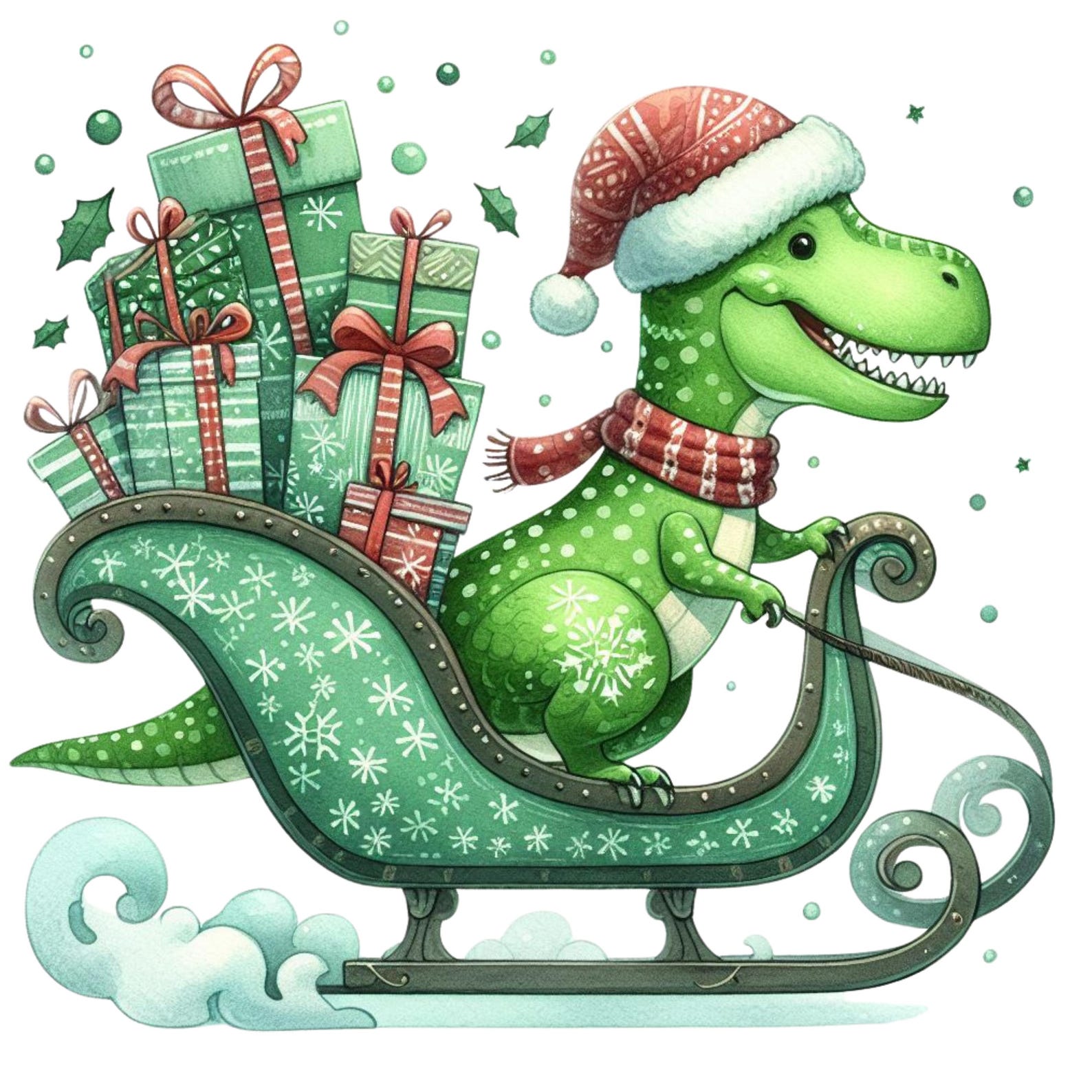 13 Cute Dinosaur Christmas Clipart, Dino Holiday PNG, Santa Claus Hat ...