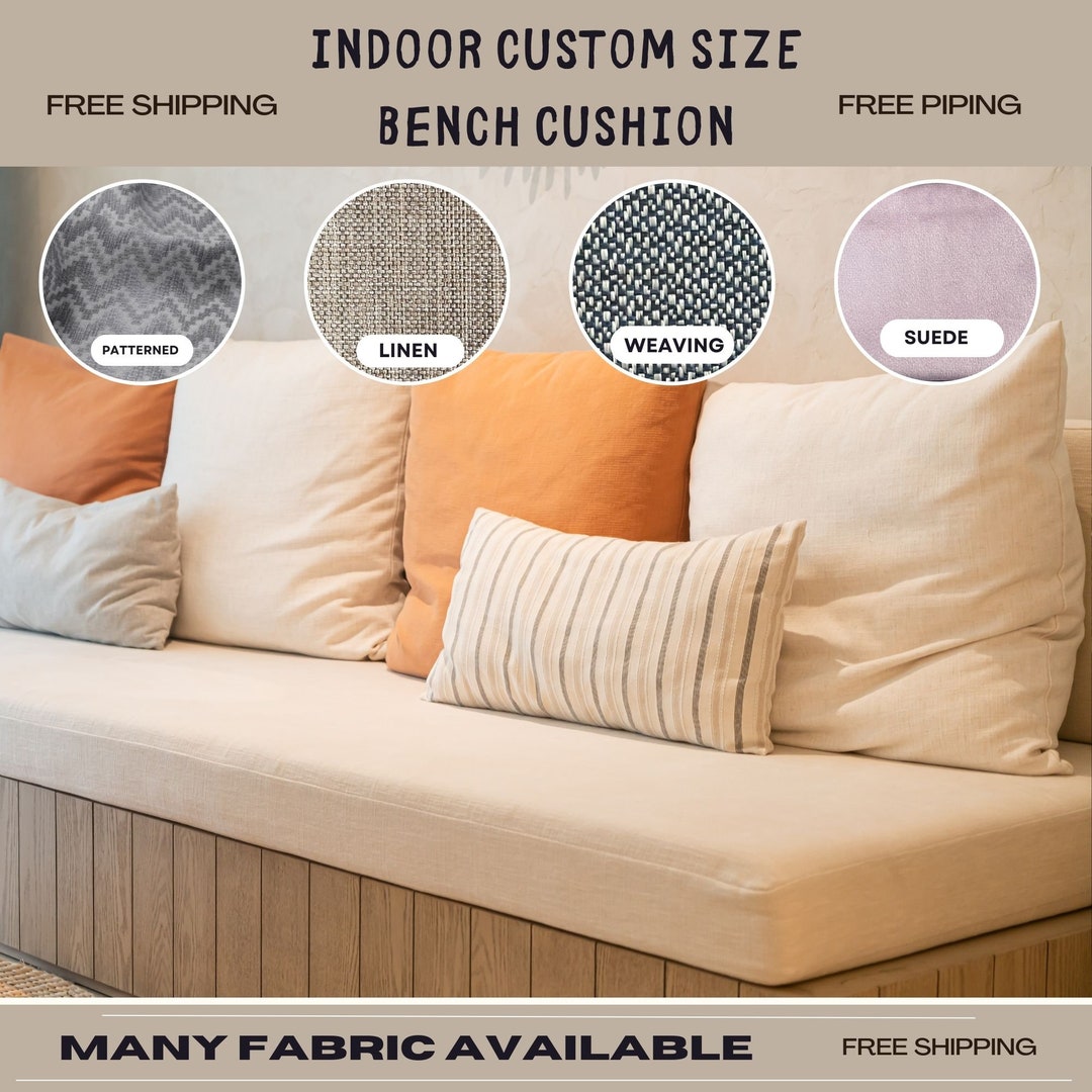 4 Thick Custom Bench Cushions With Foam, Indoor Bench Cushion ...