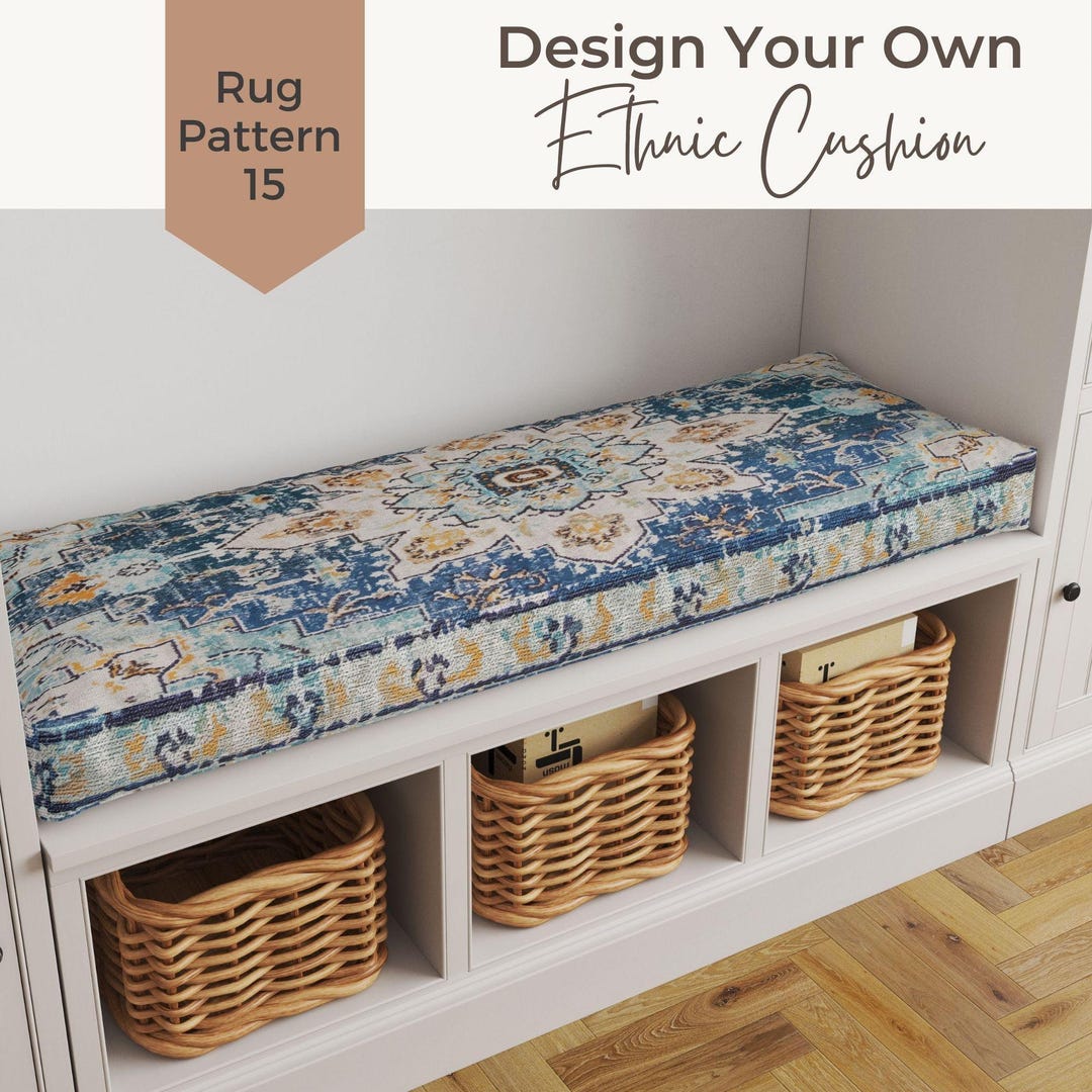 Handmade Turkish Rug Bench Cushion – 3" Thick Foam Seat Pad, Boho Home ...