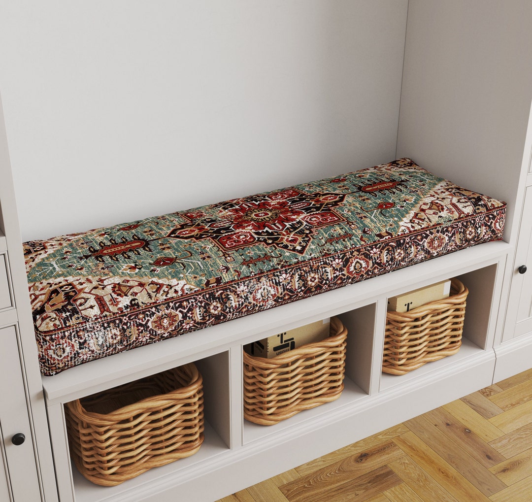 3" Thick Custom Bench Cushion – Turkish Rug Style, Boho Window Seat Pad ...