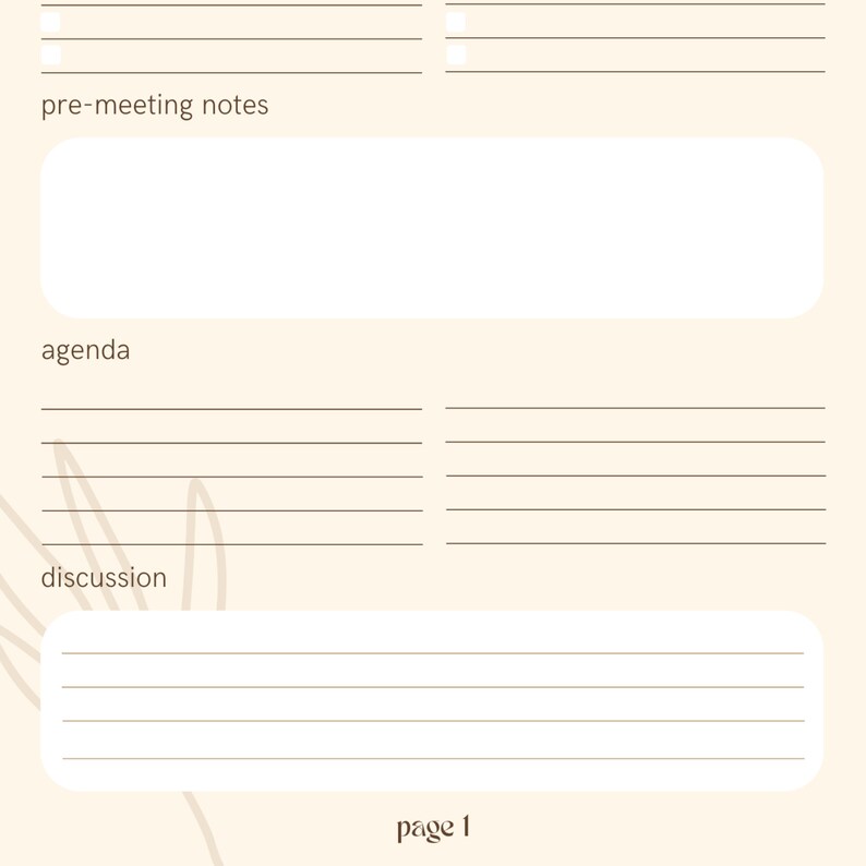 Meeting Notes Template, Set of 5, Meeting Minutes Template, Printable ...