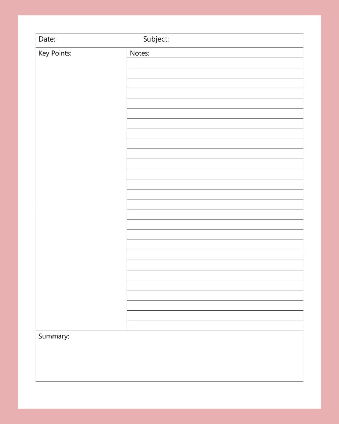Cornell Notes Template Printable, Digital Goodnotes Download, Cornell ...