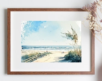 Printable Beach Watercolor Painting, Beach Print, Beach Wall Art ...