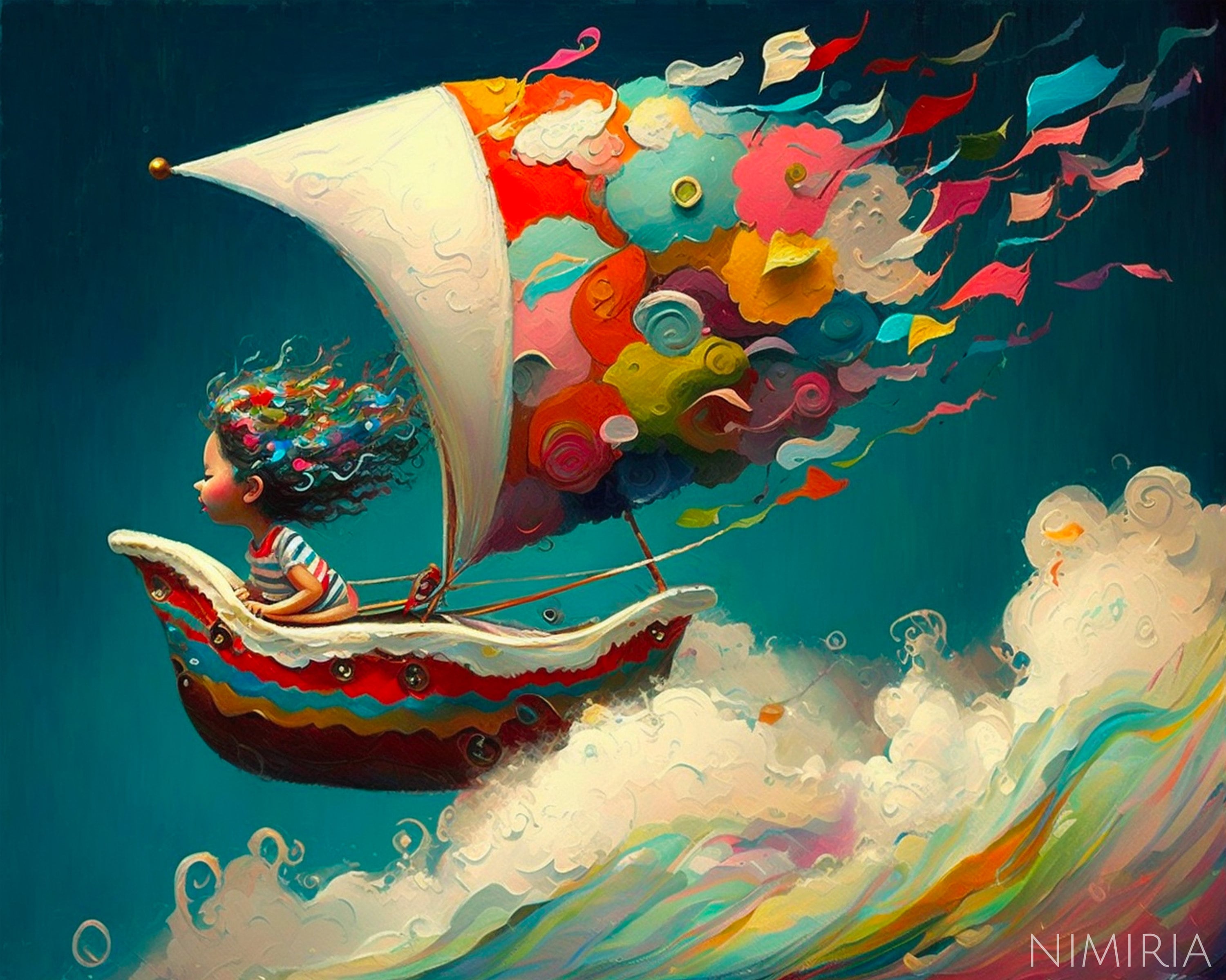 Whimsical Wall Art, Whimsical Wall Print, Whimsical Painting, Oil ...