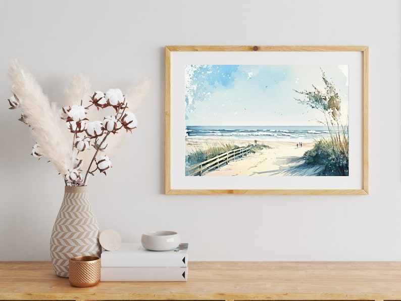 Printable Beach Watercolor Painting, Beach Print, Beach Wall Art ...