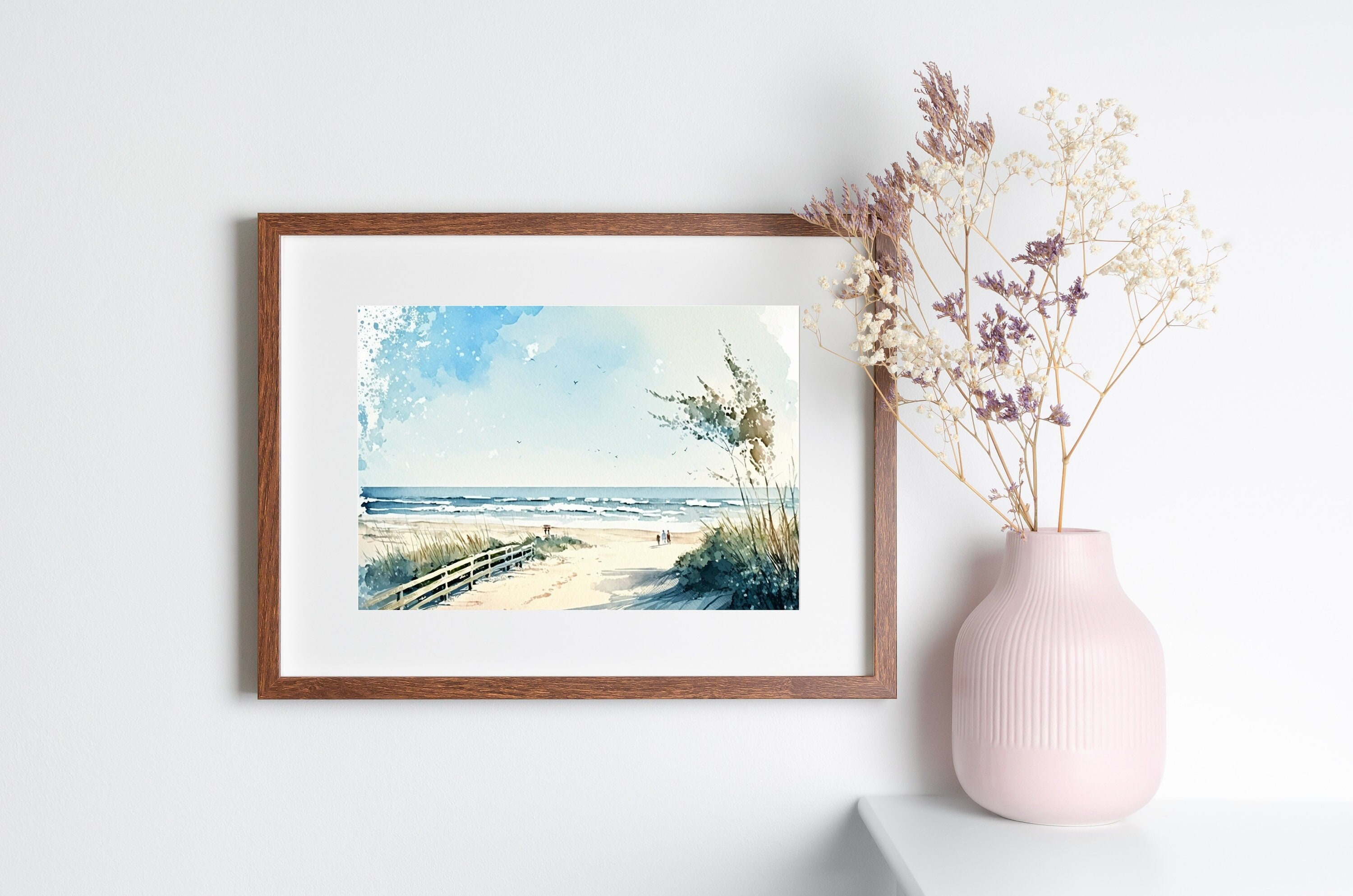 Printable Beach Watercolor Painting, Beach Print, Beach Wall Art ...