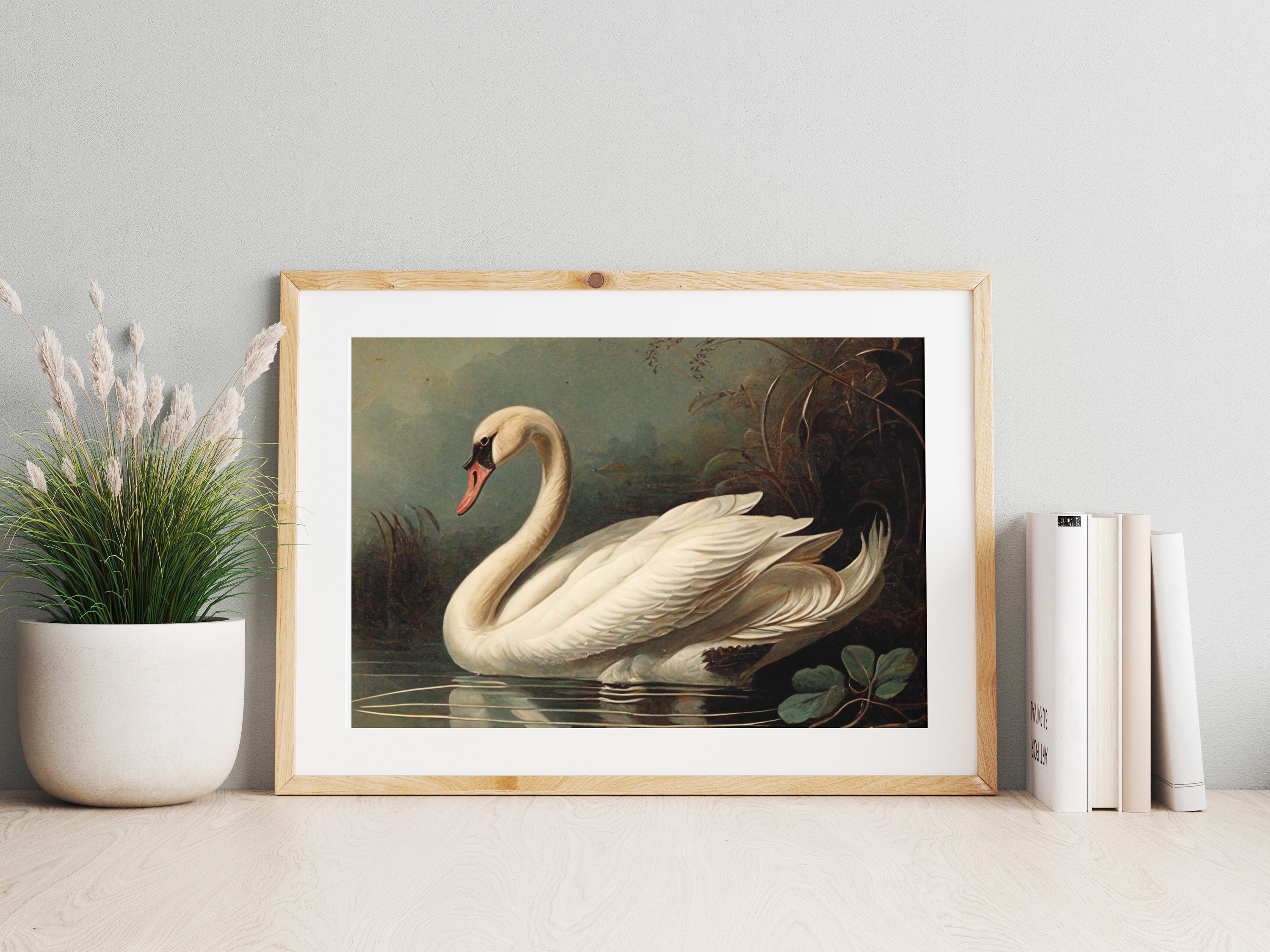 Antique Painting, Swan Printable Animal Print, Wall Decor Printable Art ...