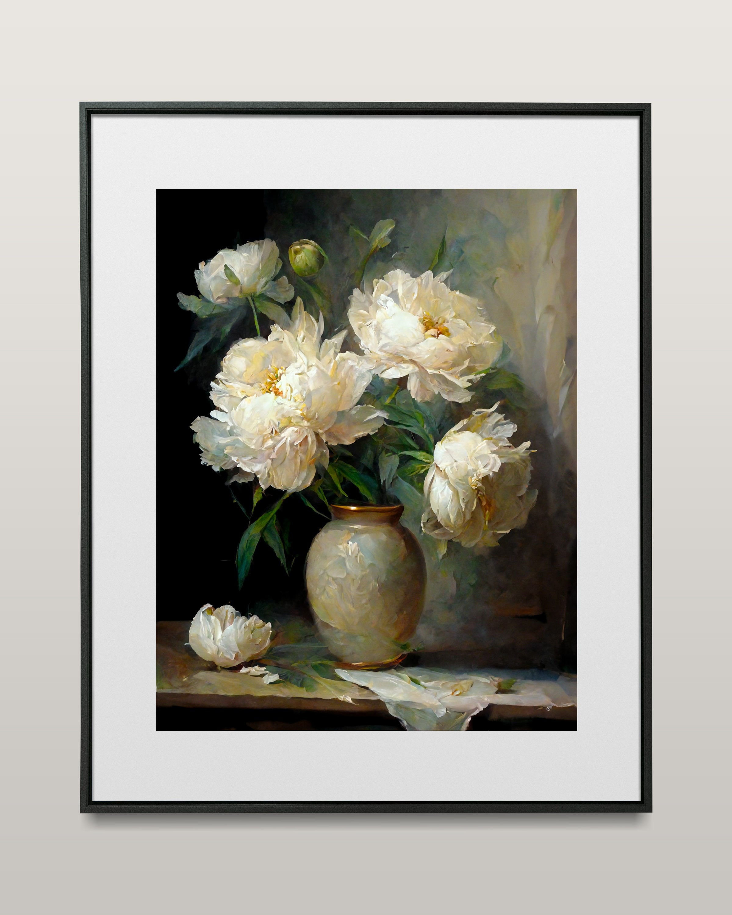 Peonies Oil Painting - Flower Wall Art Print, Still Life Floral Decor ...