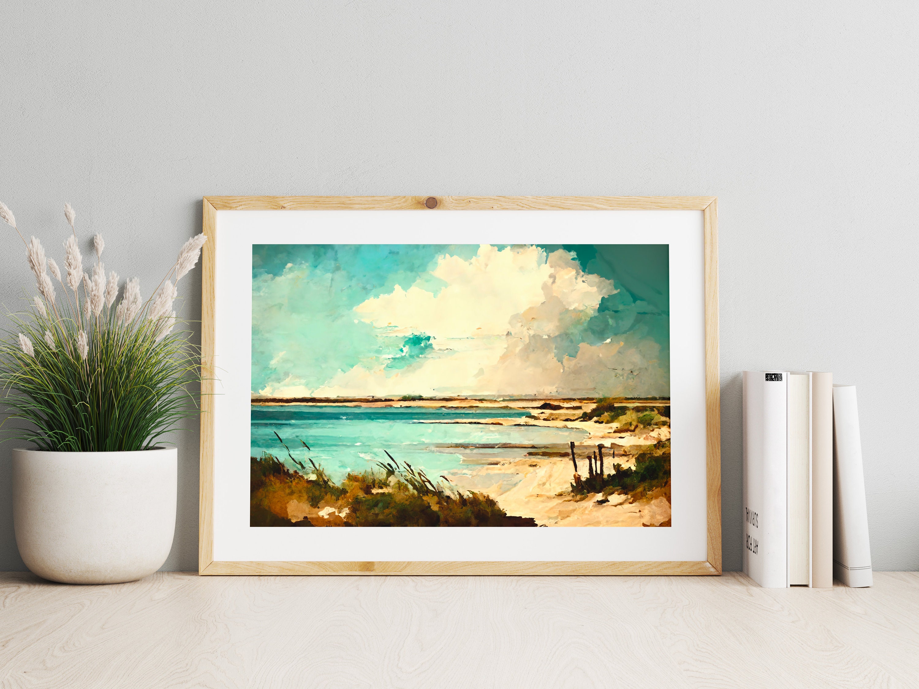 Printable Beach Oil Painting, Beach Print, Beach Wall Art Download ...