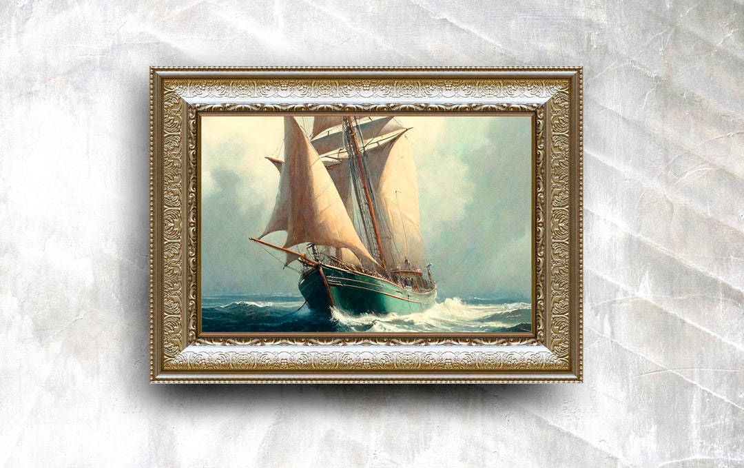 Nautical Print Oil Painting, Vintage Nautical Art, Nautical Paintings ...