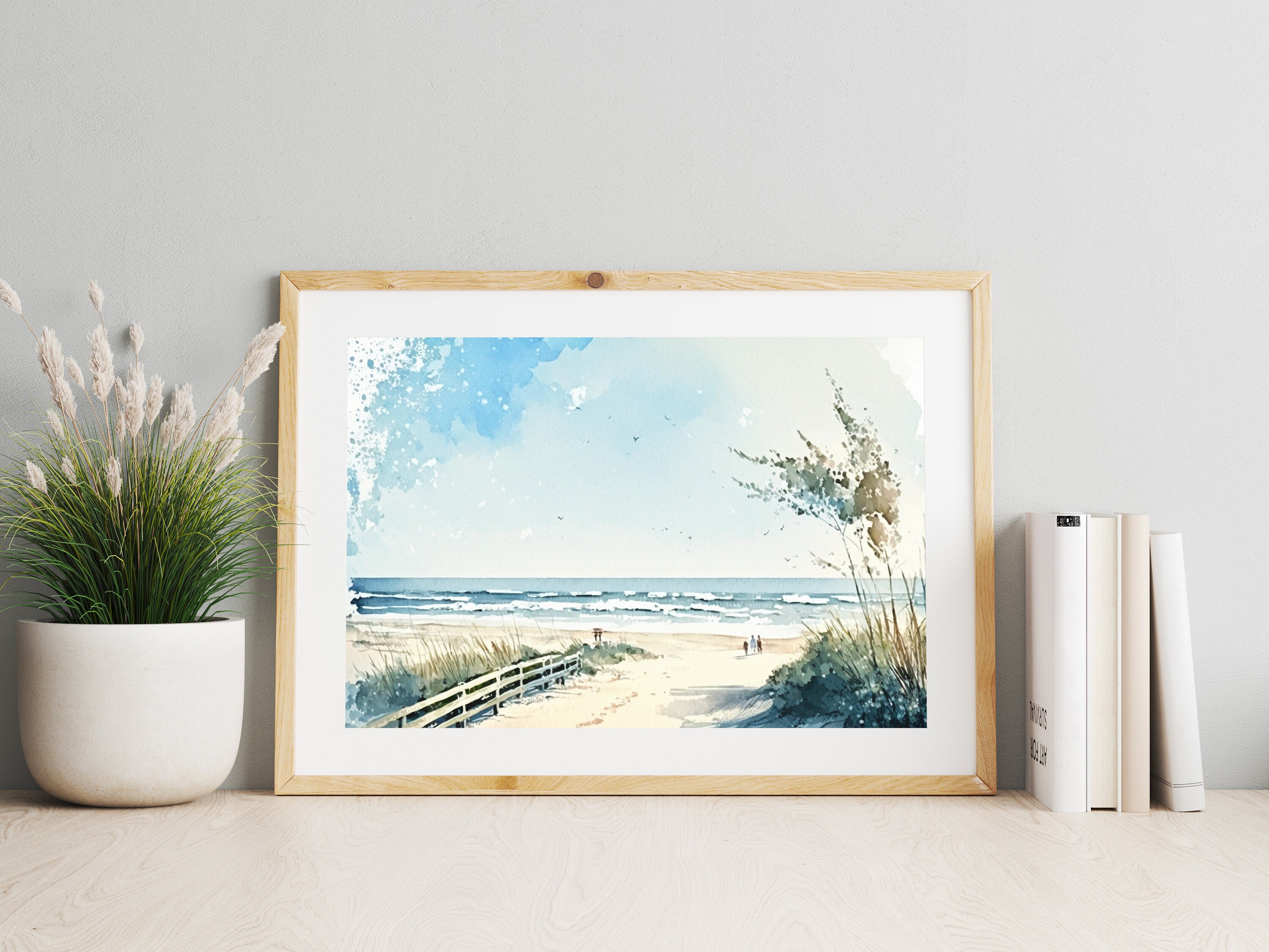 Printable Beach Watercolor Painting, Beach Print, Beach Wall Art ...
