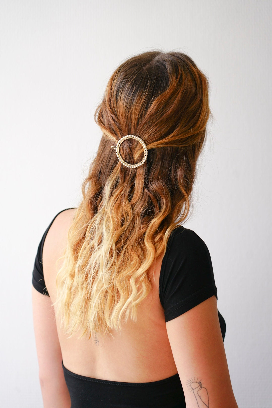 Beaded Twisted Circle Barrette, Modern Minimalist Barrette, Ring ...