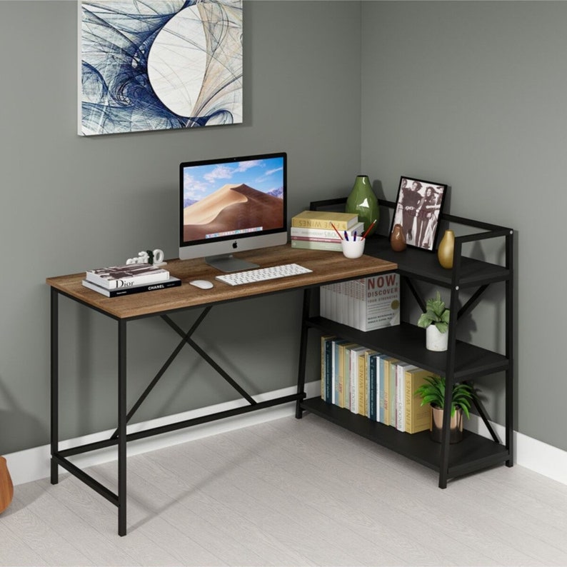 Wooden Corner Writing Desk, Reclaimed L Shaped Wood - Etsy