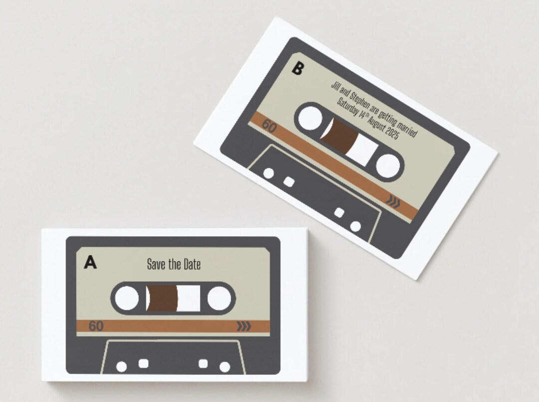 Save the Date Cards - Retro Cassette Tape Style - Etsy