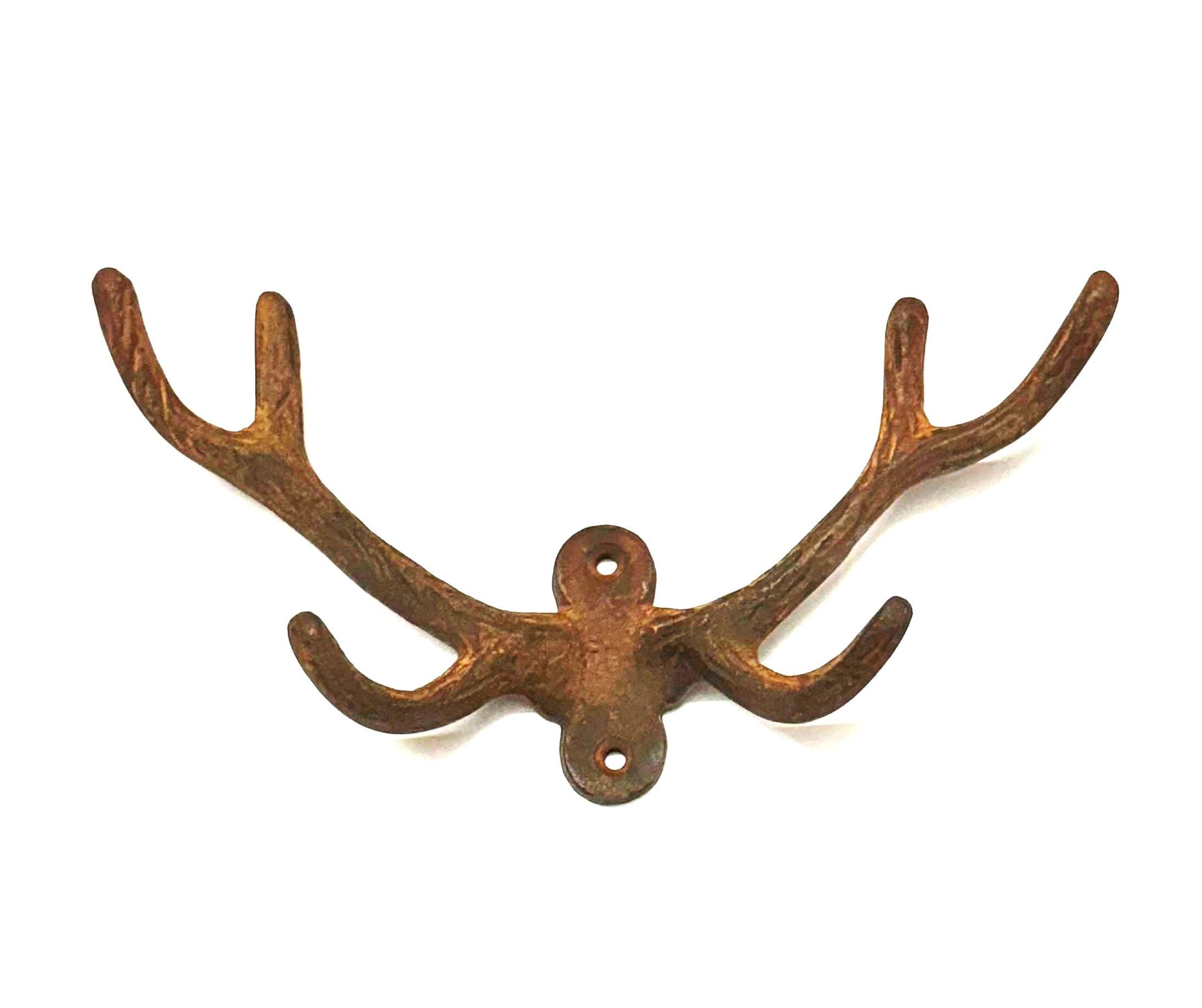 Deer Antler Coat Hook – Vintage Cast Iron Entryway Hook – Rustic Wall ...