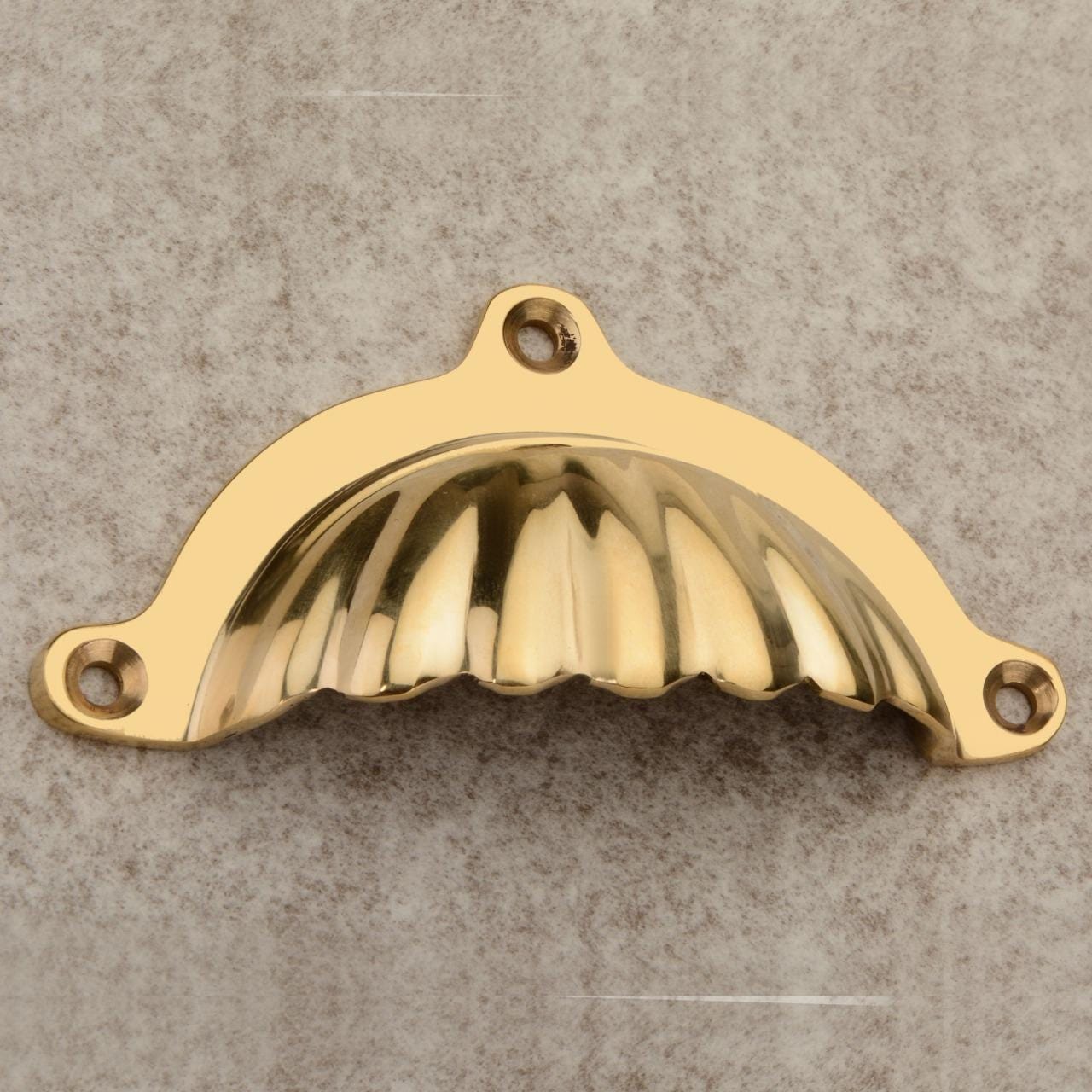 Solid Brass Fluted Shell Cup Pull: Vintage Cabinet Hardware - Etsy