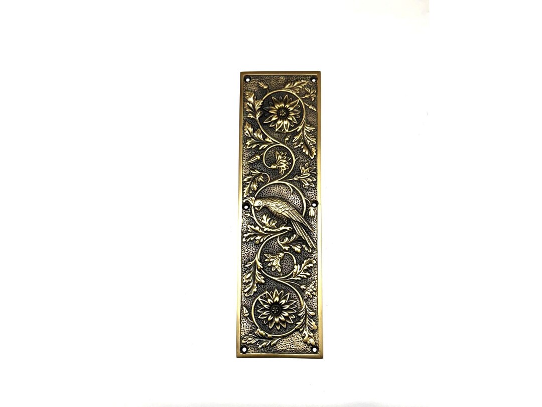 Solid Brass Parrot Door Push Plate: Tropical Decor Hardware - Etsy