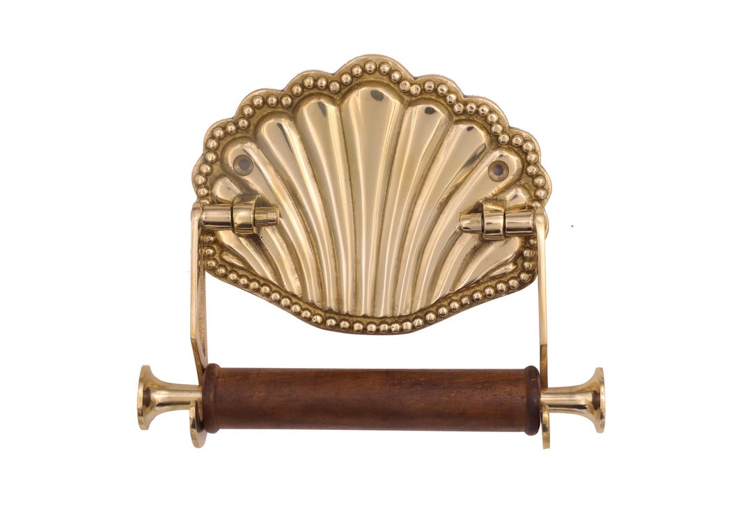 Vintage Solid Brass Shell Toilet Roll Holder: Nautical Coastal Decor ...
