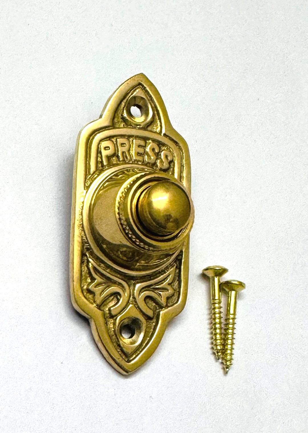 Polished Brass Doorbell Button: Edwardian Victorian Style Bell Push - Etsy