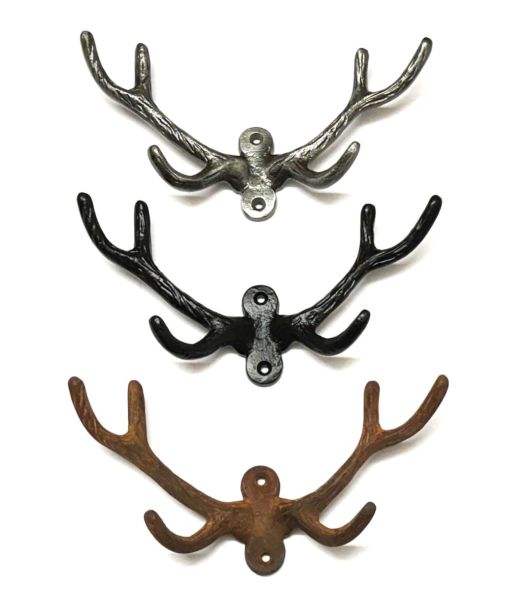 Vintage Cast Iron Deer Antler Hook - Rustic Entryway Decor - Etsy
