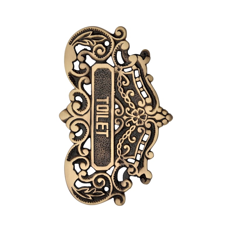 Victorian Solid Brass Toilet Sign: Antique Style Restroom Door Plaque ...