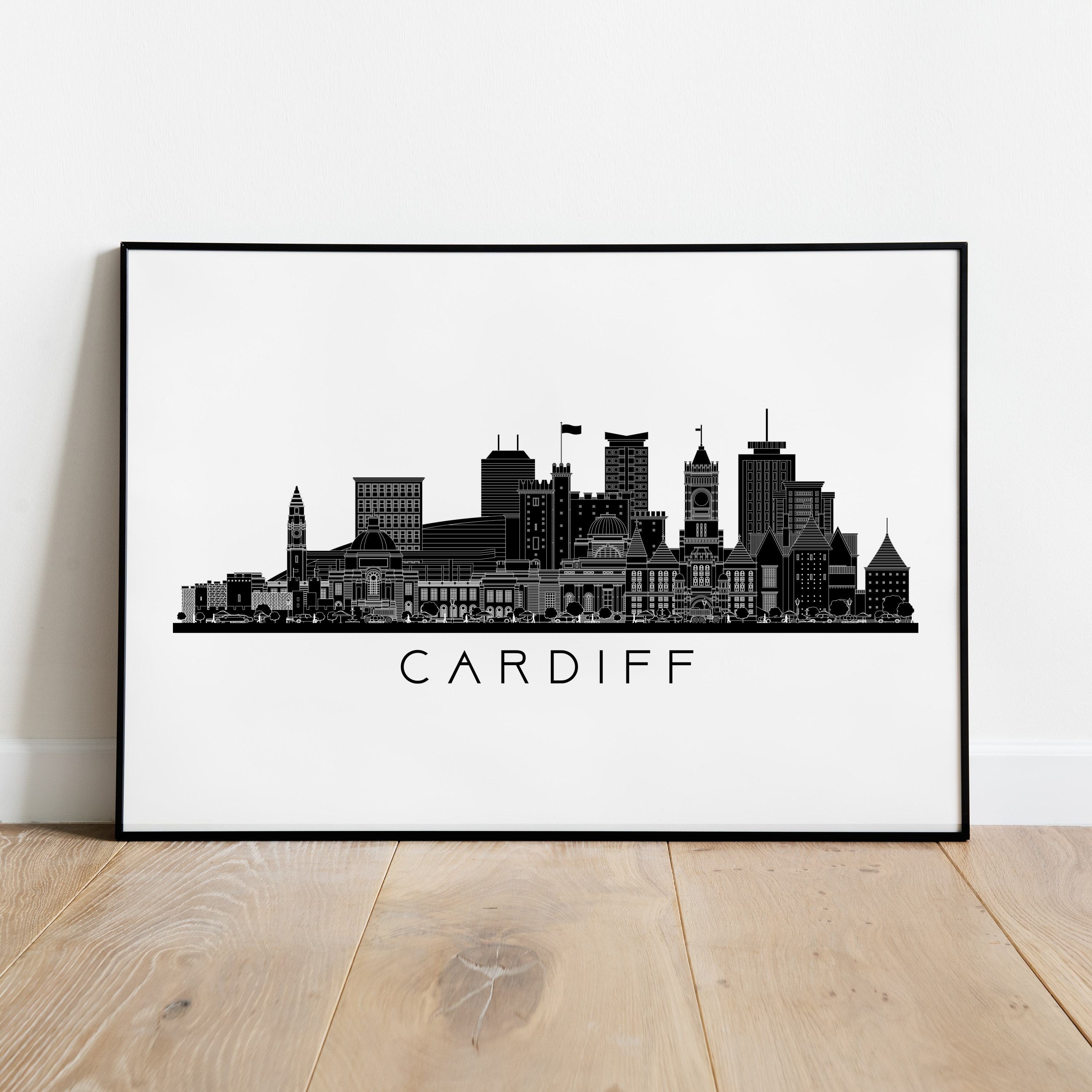 Cardiff Skyline Black And White