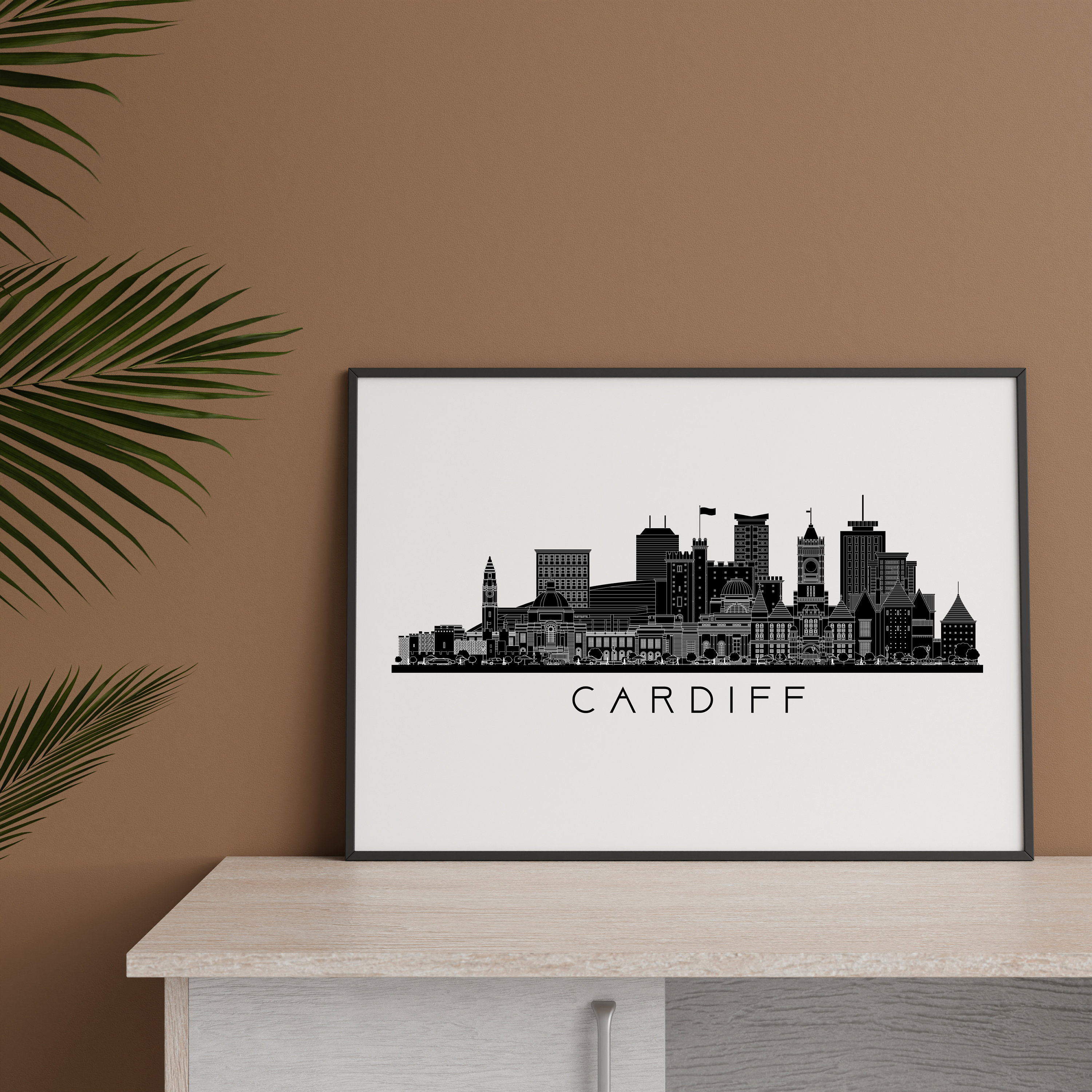 Cardiff Skyline Black And White