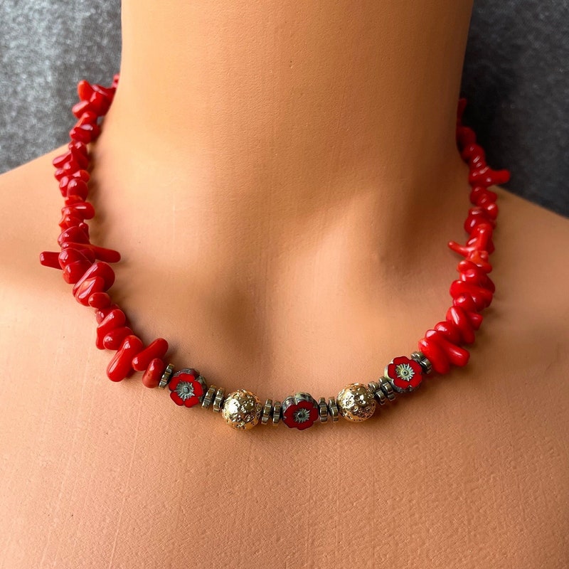 Coral Necklace - Etsy