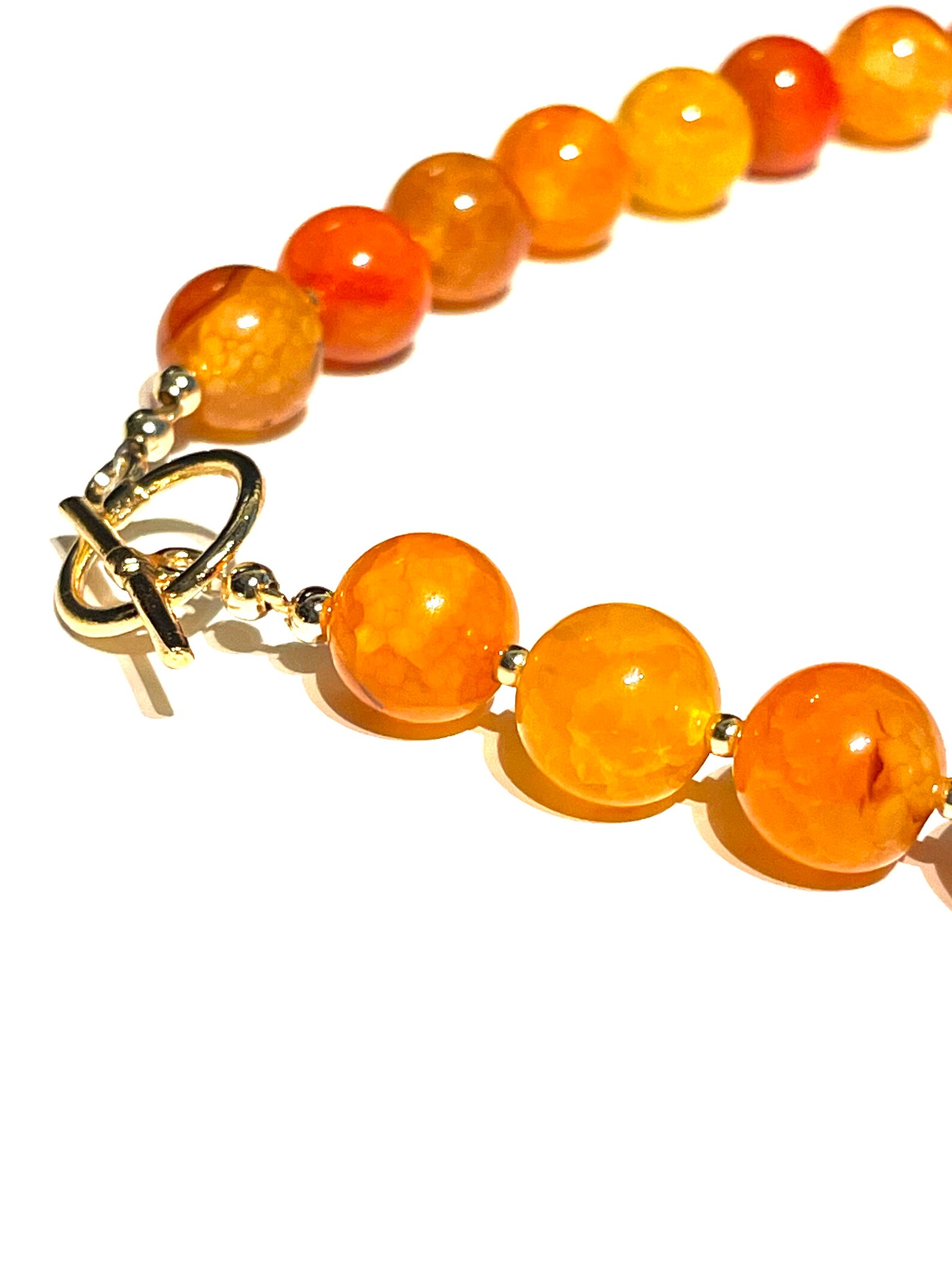 Handcrafted Orange Beaded Necklace: - Etsy