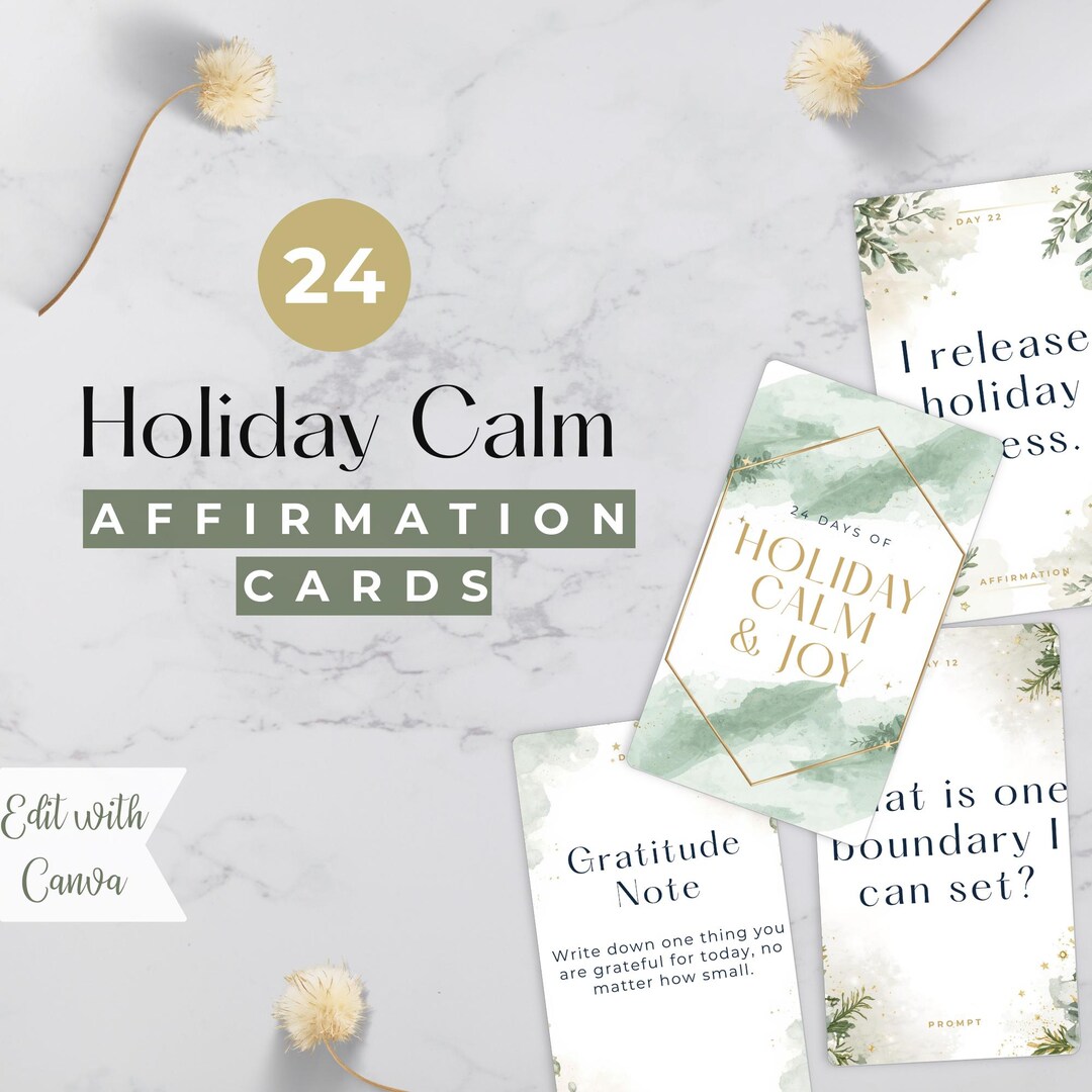 Christmas Affirmation Cards Canva Template, 24-day Self-care Deck ...