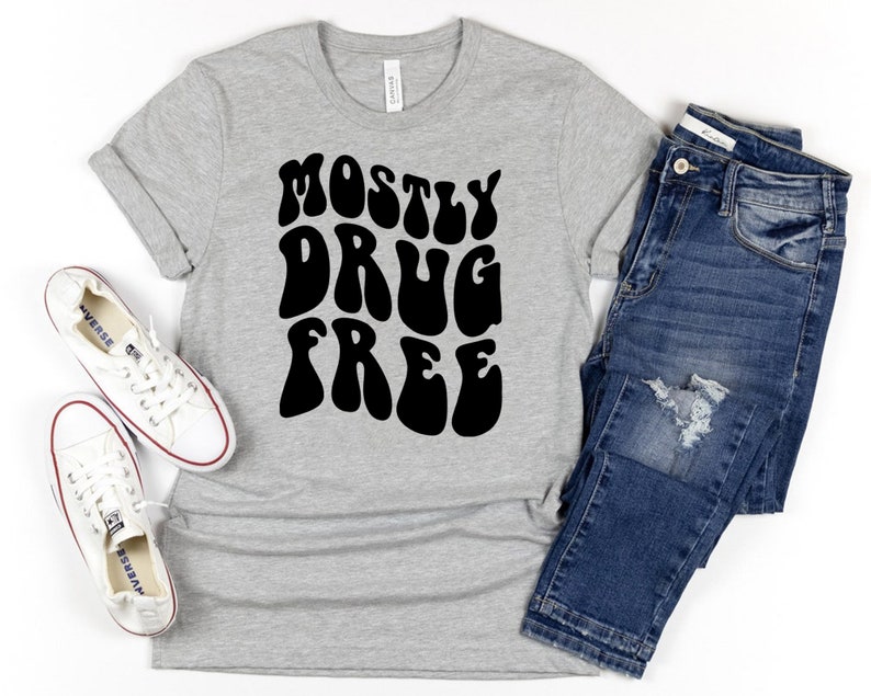 Mostly Drug Free Svg Wavy Letters Svg Sarcastic Svg Funny - Etsy