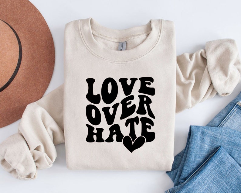 Love Over Hate Svg Wavy Stacked Svg Digital Prints Spread - Etsy