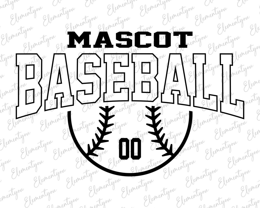 Mascot Baseball Svg Custom Svg Outline Letter Svg Number - Etsy