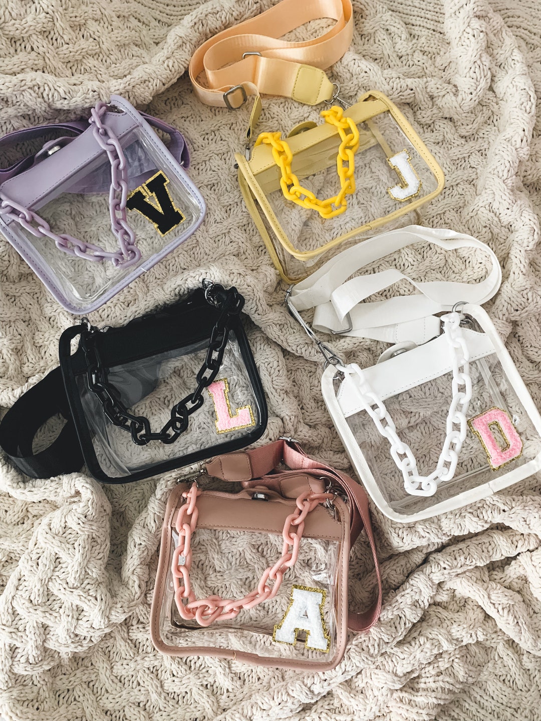 Stadium Clear Bag With Chenille Letter Patch Clear Bag With Thick ...