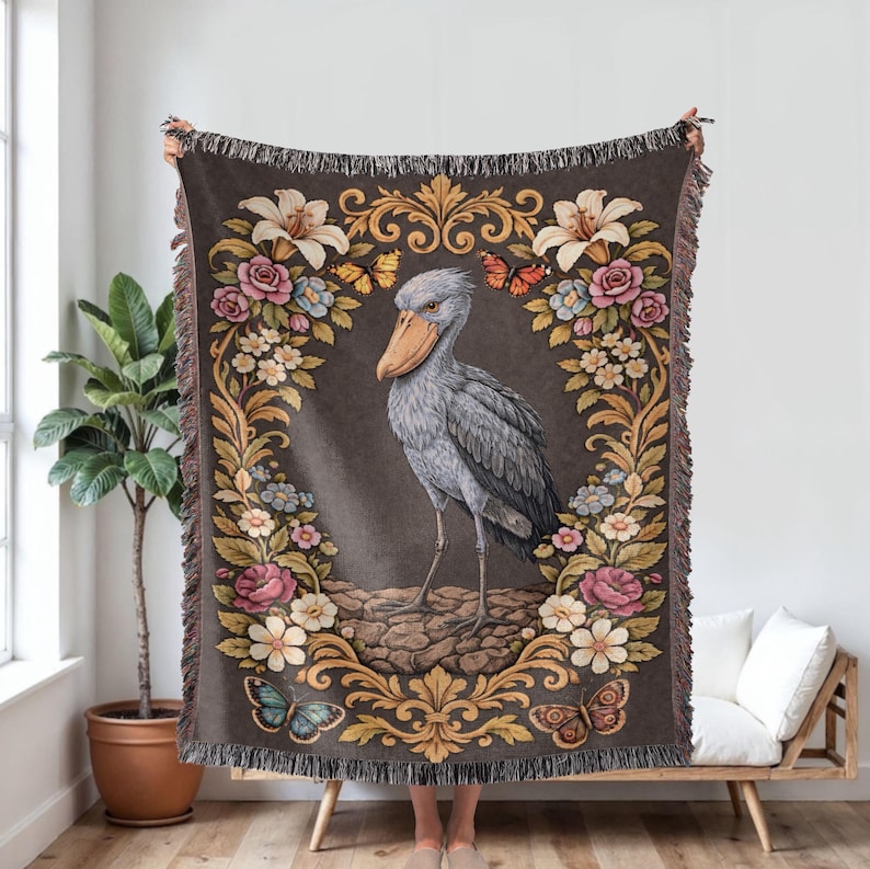 Shoebill Stork Woven Blanket, Stork Tapestry, Shoebill Stork Lover ...