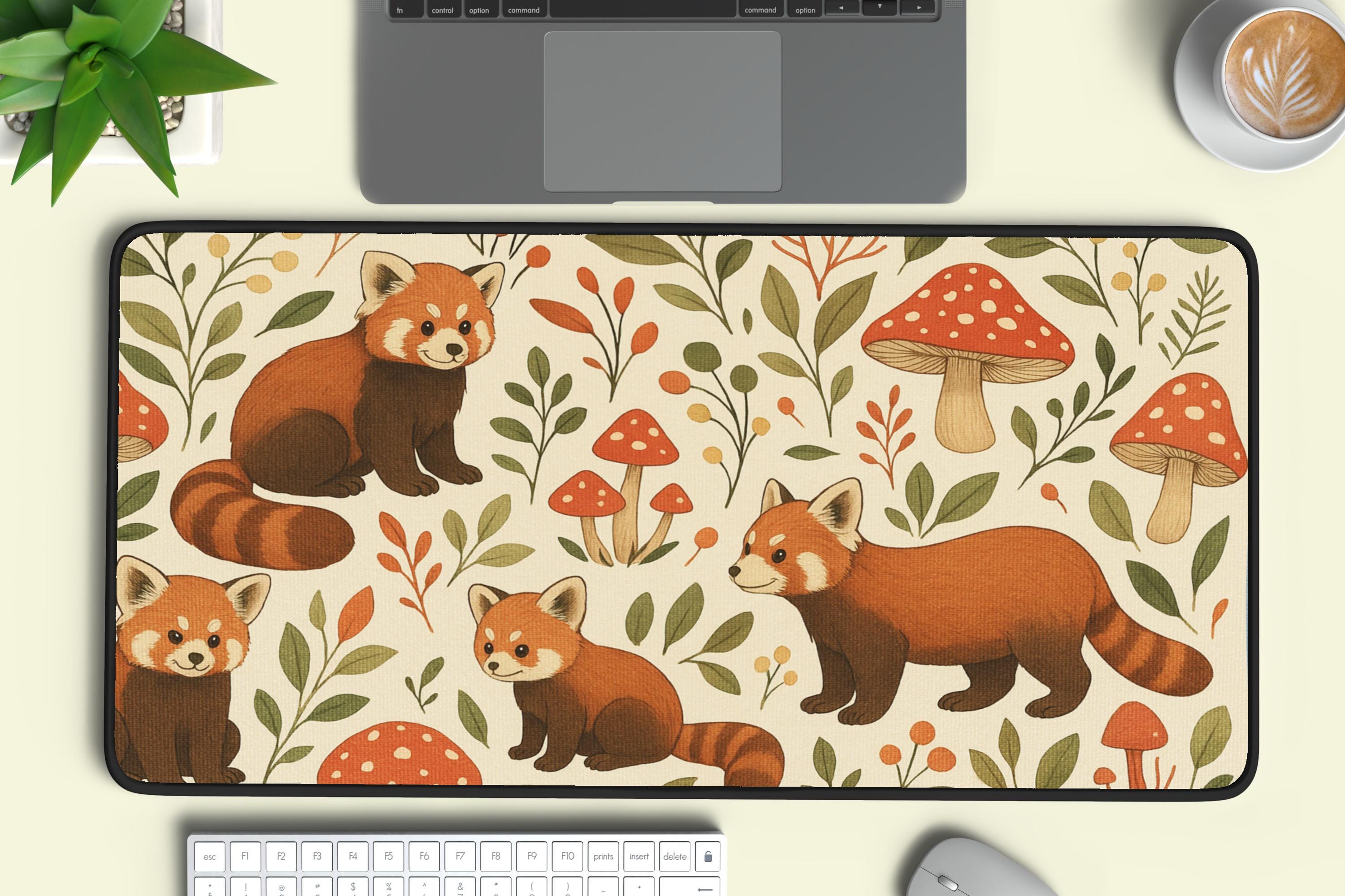 Red Panda Desk Mat, Red Pandas Cottagecore Desk Mat, Red Panda Mouse ...